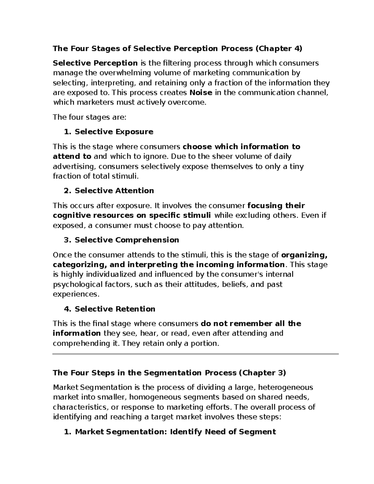 The Four Stages of Selective Perception Process (Chapter 4) - Studocu