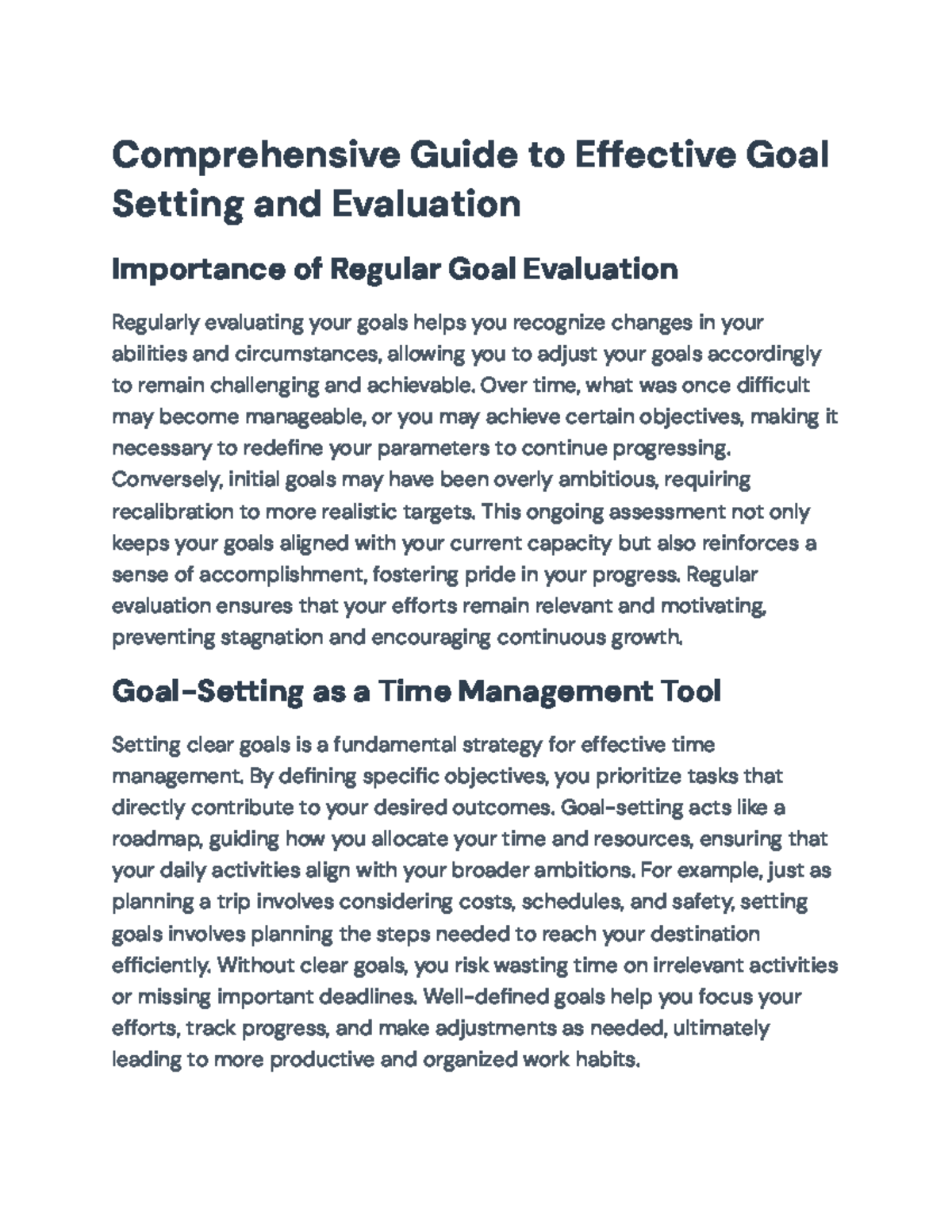 Comprehensive Guide on Effective Goal Setting & Evaluation (Course Code ...