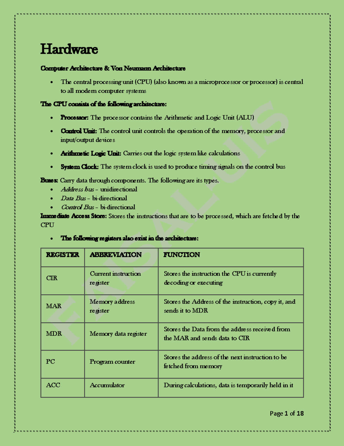Chapter 3: Hardware Computer Architecture (0478) - Von Neumann Overview ...