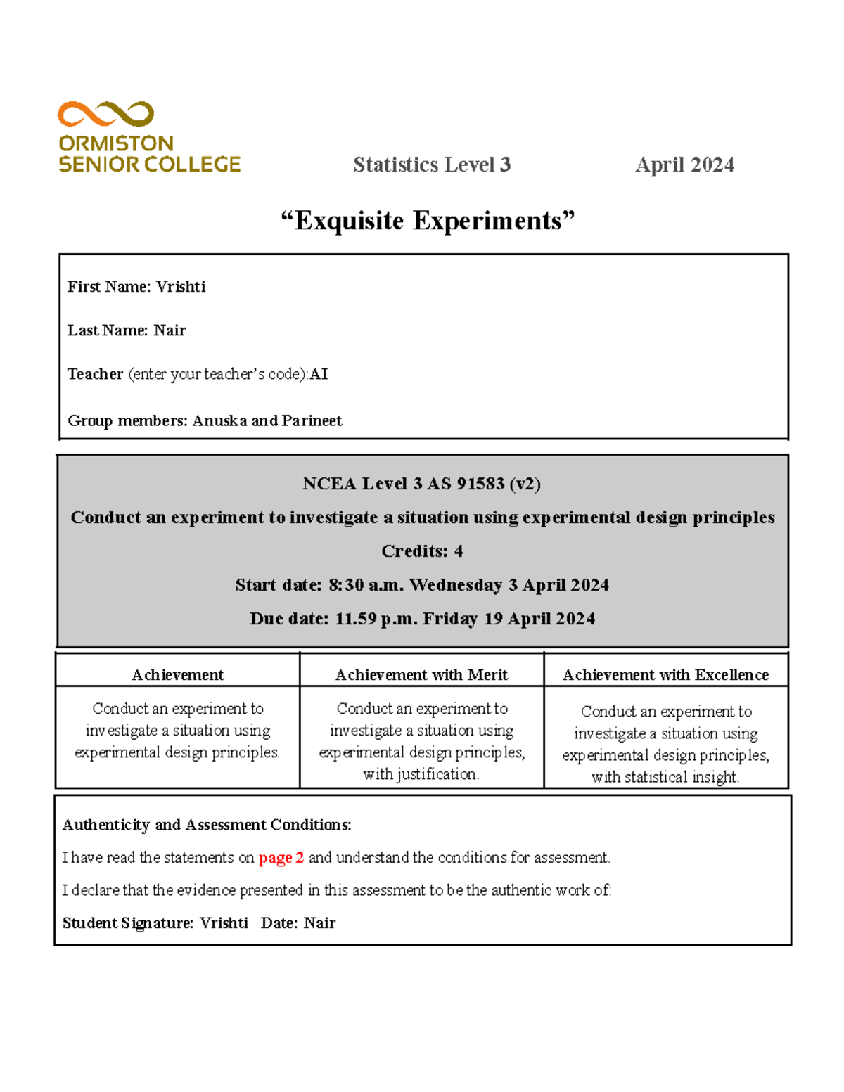 Level 3 NCEA Statistics Experiment: Impact of Music on Writing Speed ...