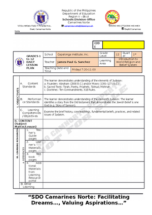 Decile group data - Detailed Lesson Plan Teacher: Kristine D. Bu~na ...
