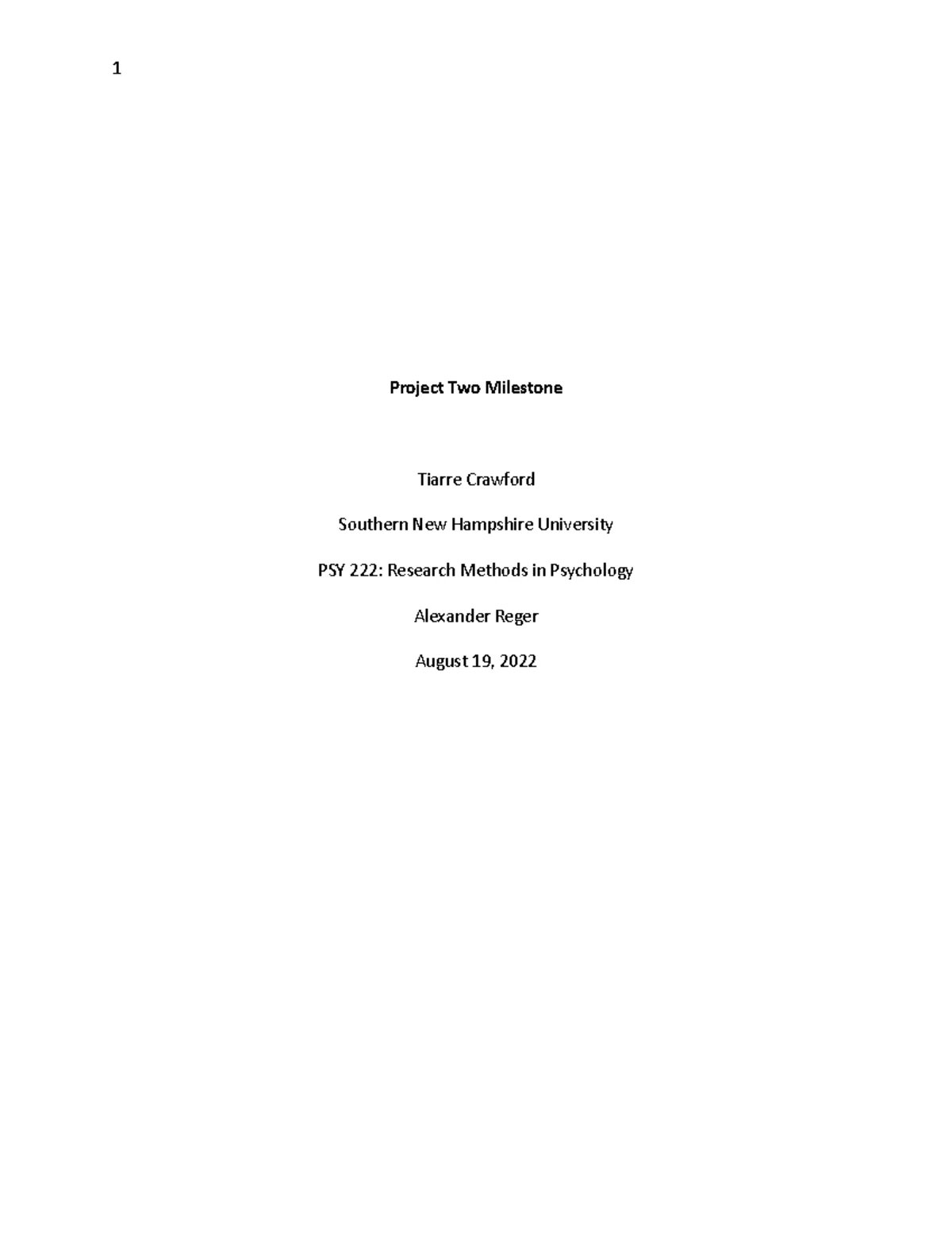 PSY 222 Module 2 Assignment - PSY 222 Module Two Activity Joseph Marcus Sistrunk Lauren Frasier ...