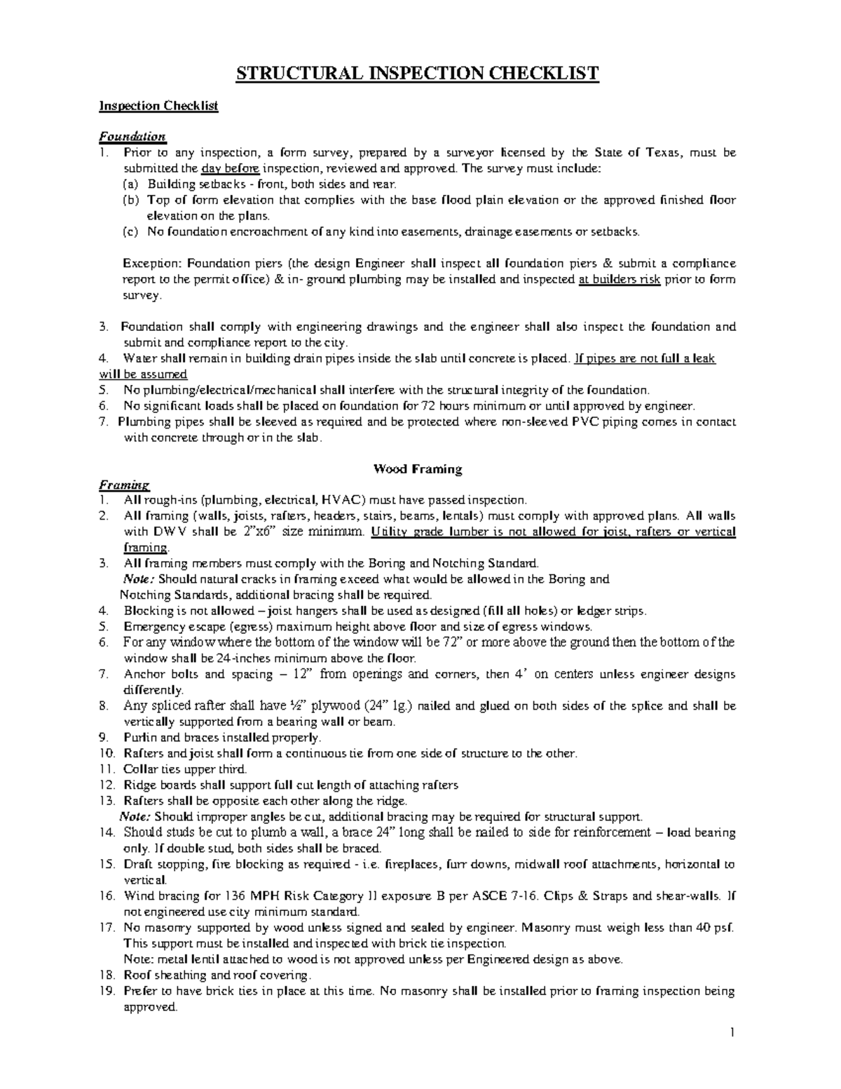 Structural Inspection Checklist (Course Code: 05212018) - Studocu
