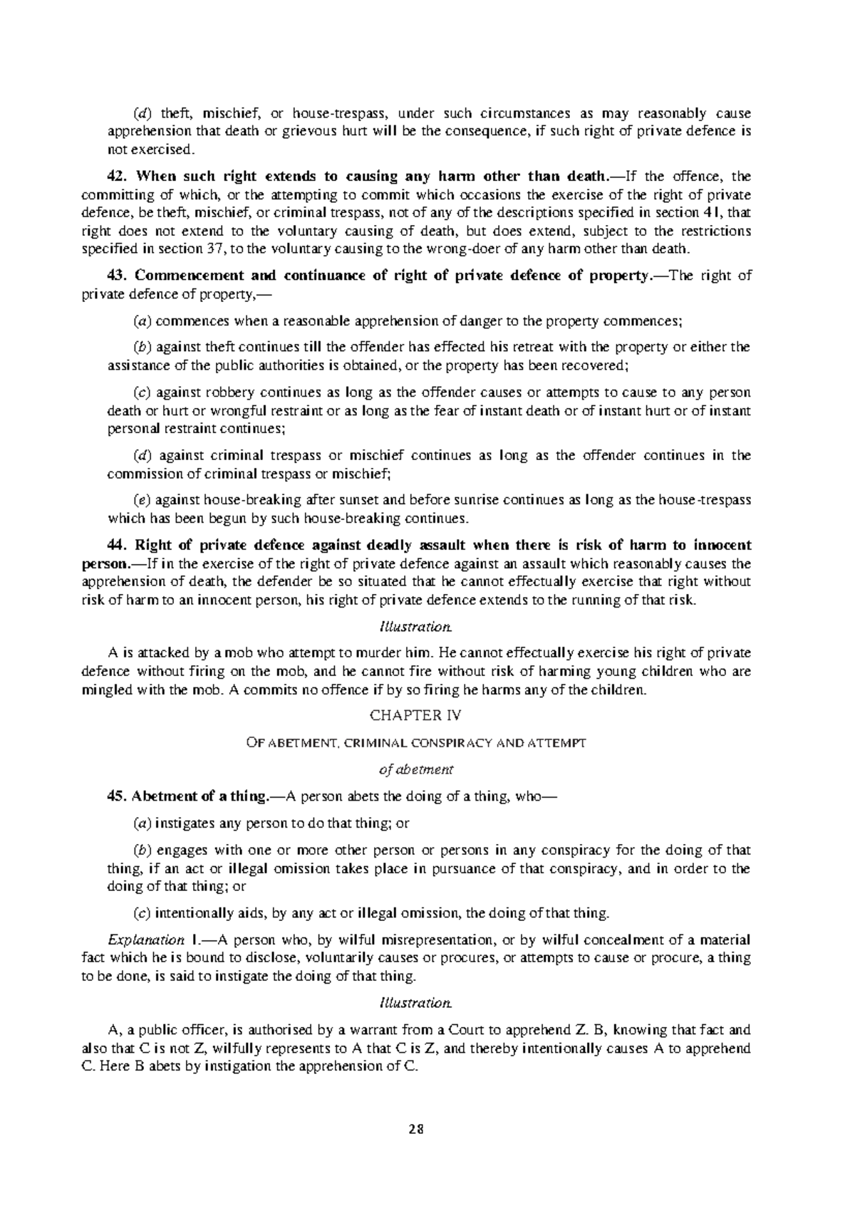 Law 4: Right of Private Defence and Abetment Explained - Studocu