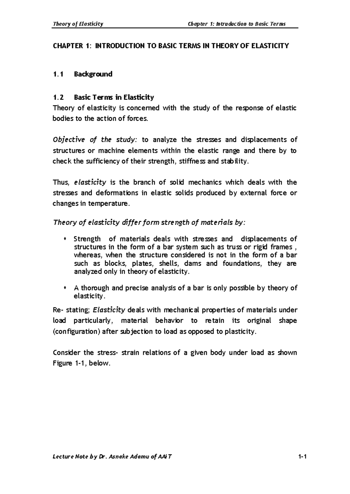 Chapter 1: Theory of Elasticity - Intro to Basic Terms (PG Course ...