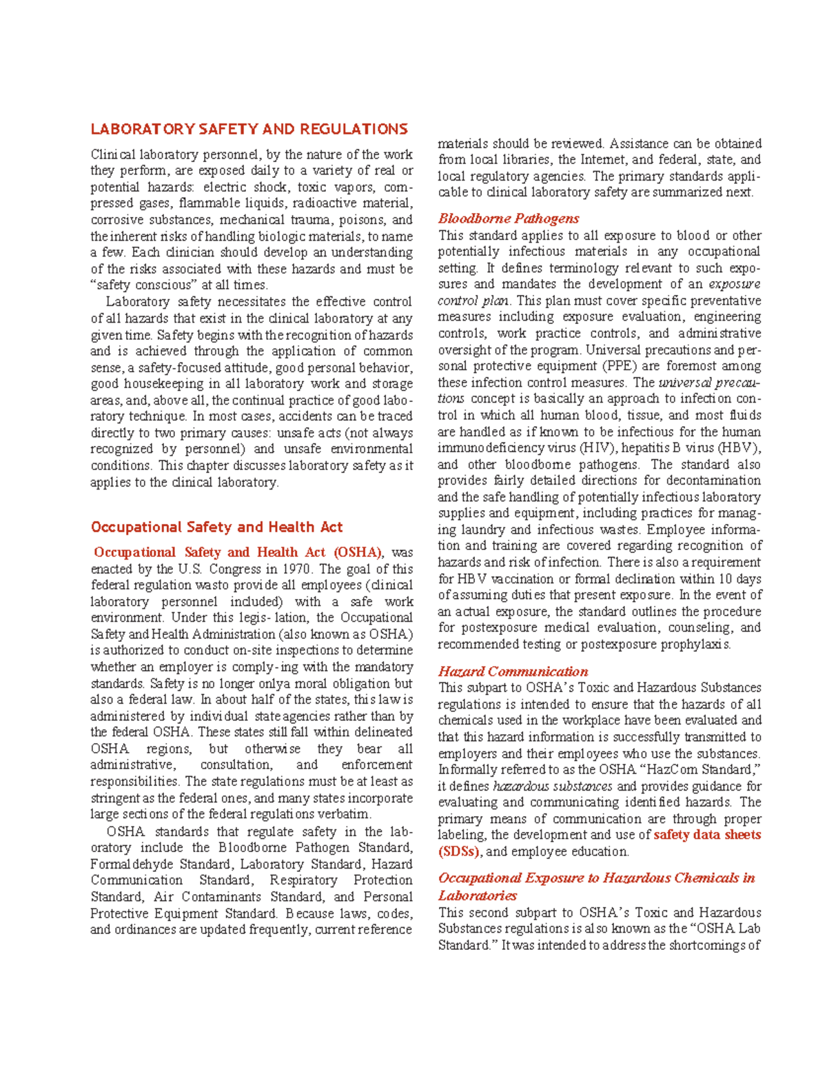 Laboratory Safety Guidelines and Regulations for Clinical Personnel ...