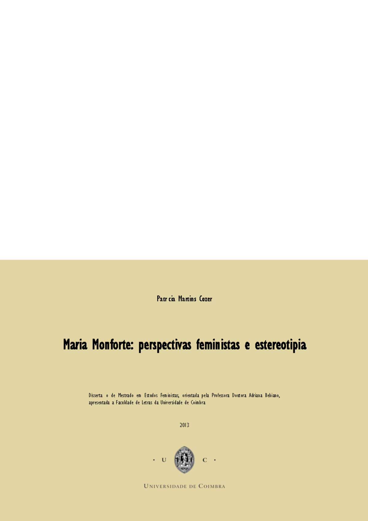 Maria Monforte perspectivas feministas - Faculdade de Letras Maria ...