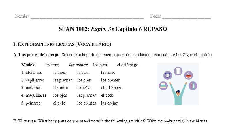 Explo 3e SPAN 1002: Repaso de Vocabulario y Verbos Reflexivos - Studocu