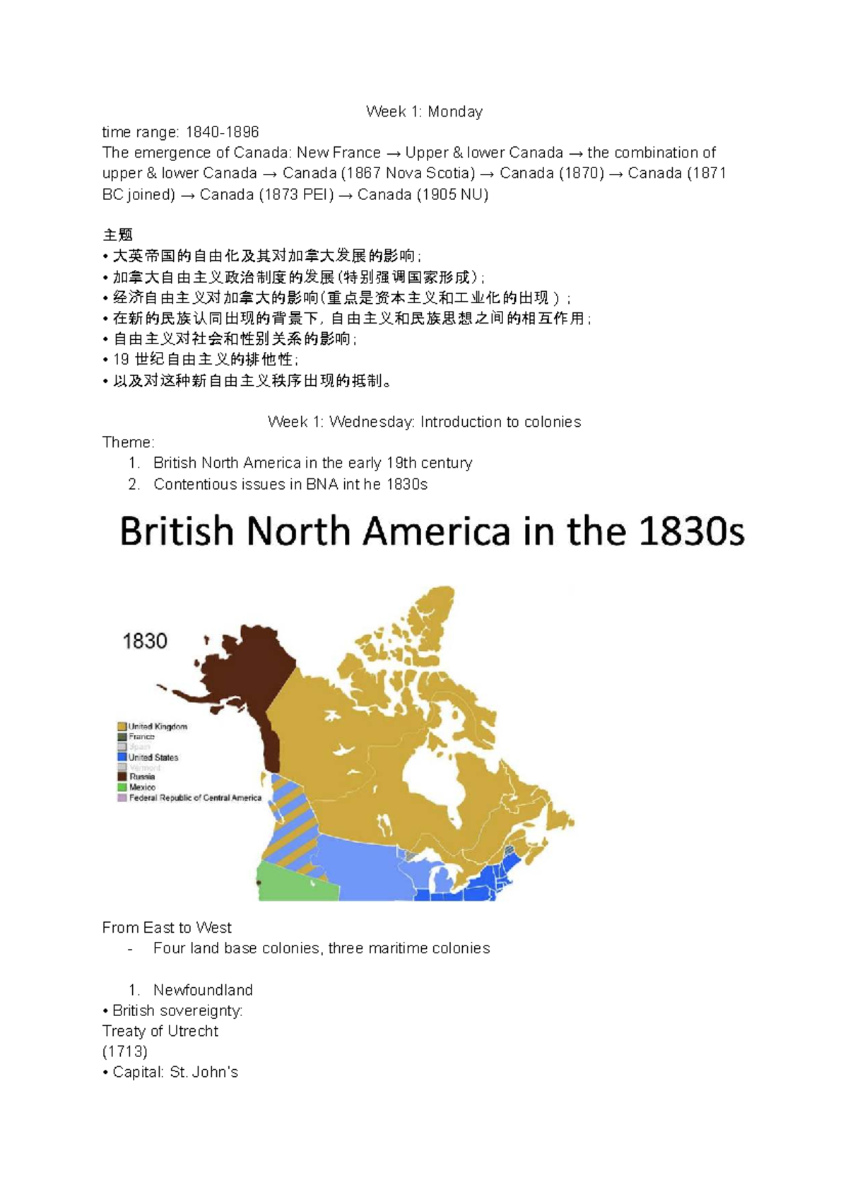 HIST 324: Emergence of Canada - Week 1 Lecture Notes on Colonies - Studocu