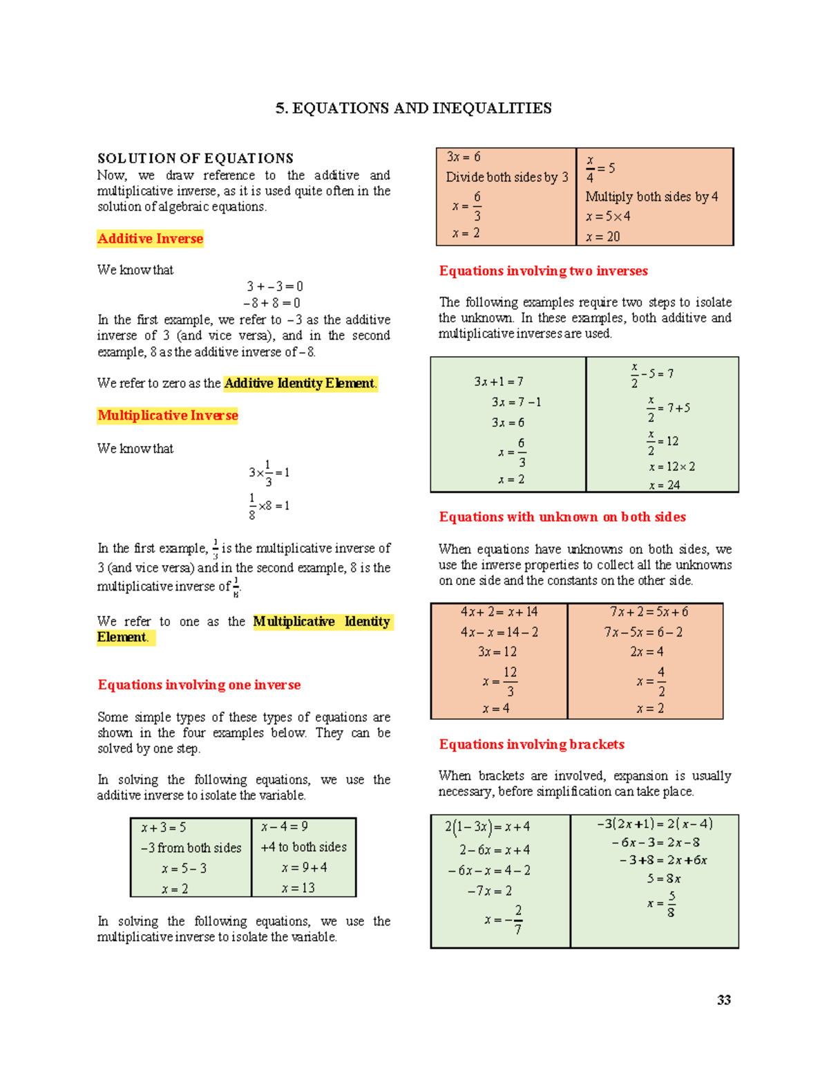 Maths Section 6 II: Equations & Inequalities Solutions Guide - Studocu