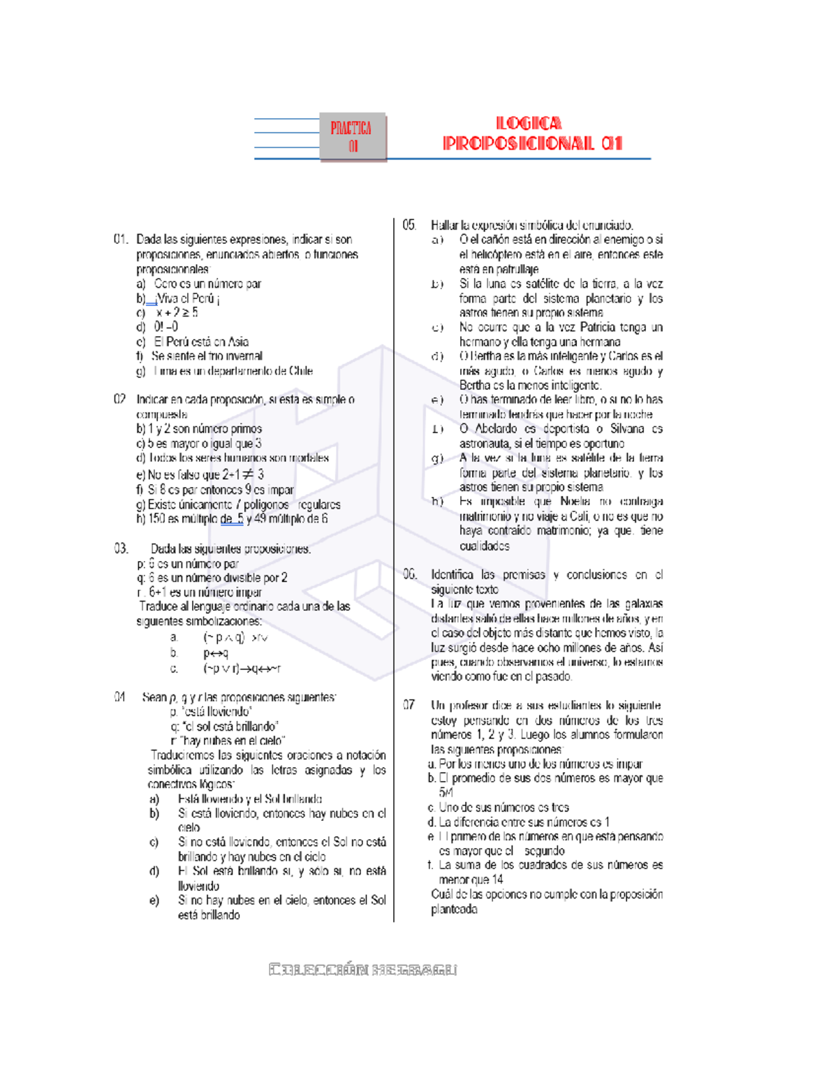 PRAC 01 LOG PROP 01 - Análisis de Proposiciones y Enunciados - Studocu