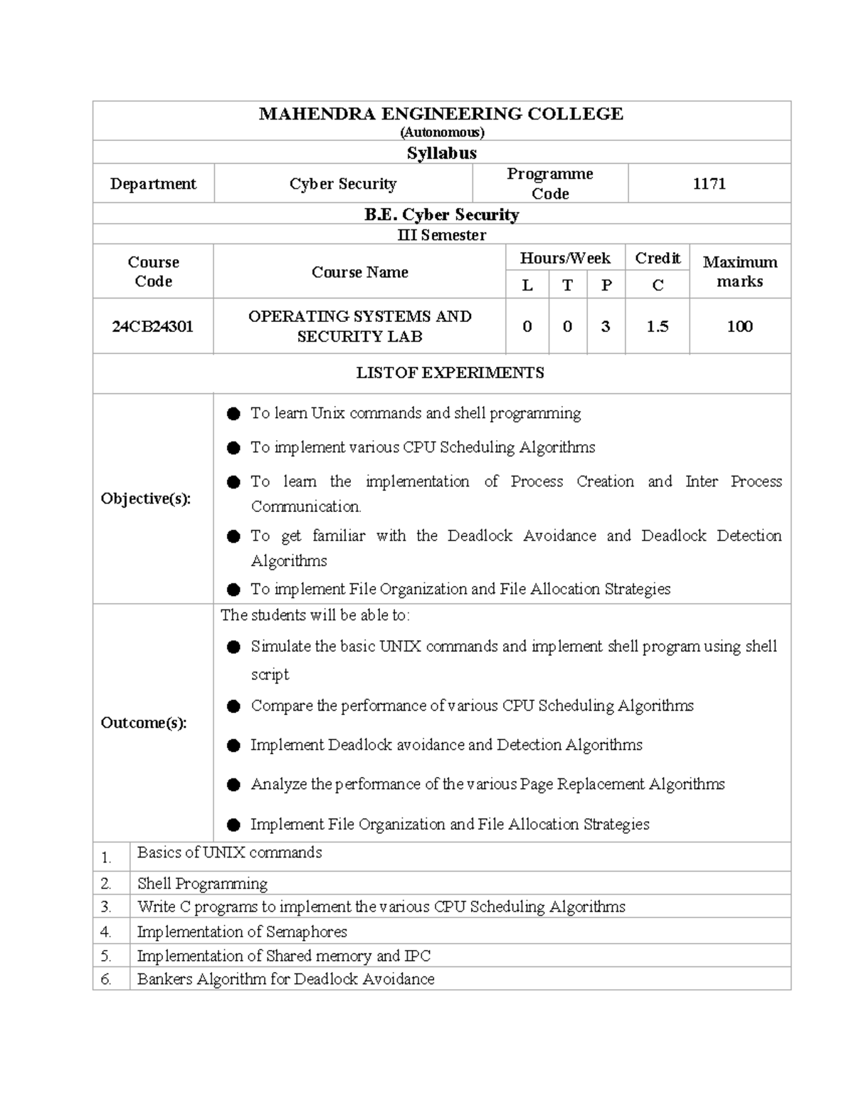 24CB24301 Operating Systems & Security Lab Notes - Studocu