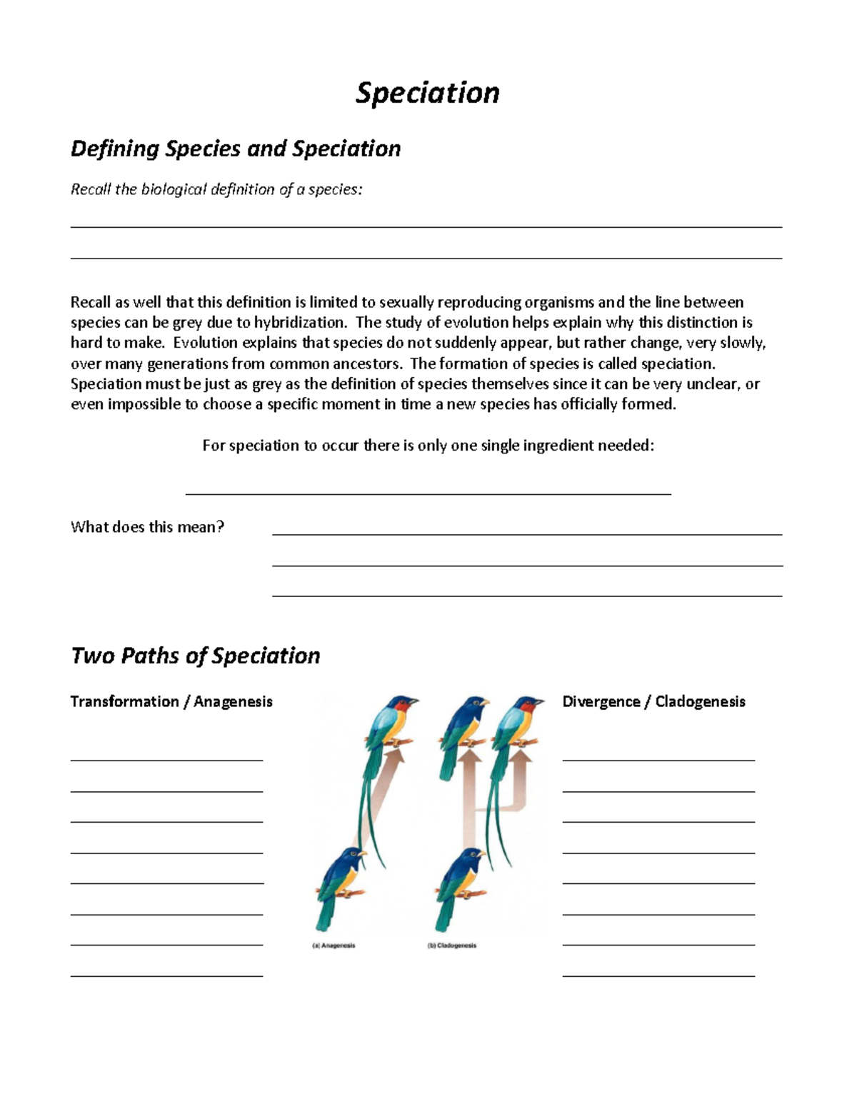 SBI3U 8.2 Speciation: Understanding Species Formation and Barriers ...