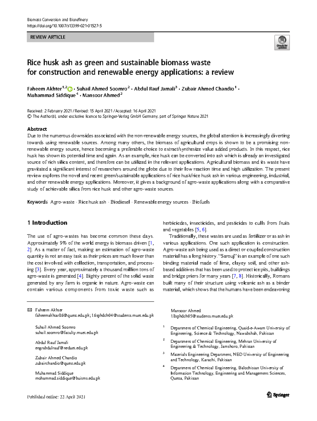Rice Husk Ash: A Sustainable Biomass for Construction & Energy ...