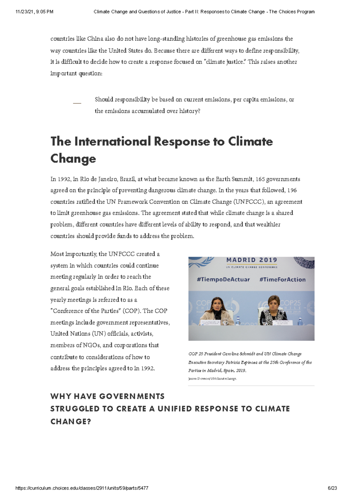 Climate Change and Questions of Justice - Part II Responses to Climate ...