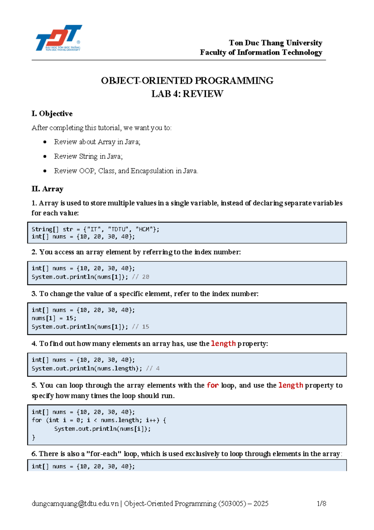 Programming Lab 4: Review of Arrays, Strings, and OOP Concepts (503005) - Studocu
