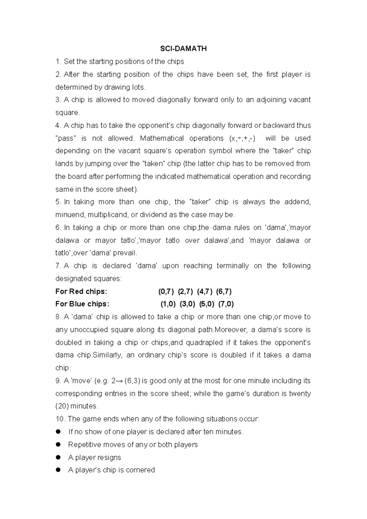 Damath-and-SCI- Damath- Guidelines - SCI-DAMATH Set the starting ...