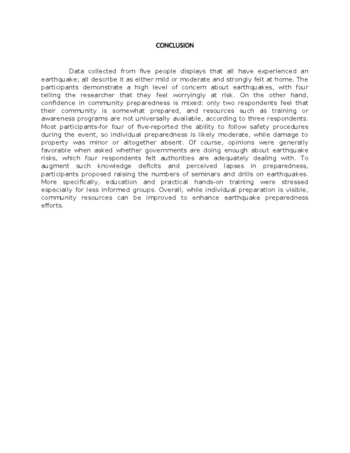Final Exam Conclusion Notes on Community Earthquake & Flood ...