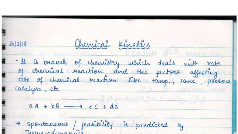 Chemical Kinetics 2: Understanding Reaction Rates and Mechanisms - Studocu