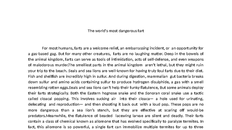 TED20 - The Dangers of Animal Flatulence and Its Impact - Studocu