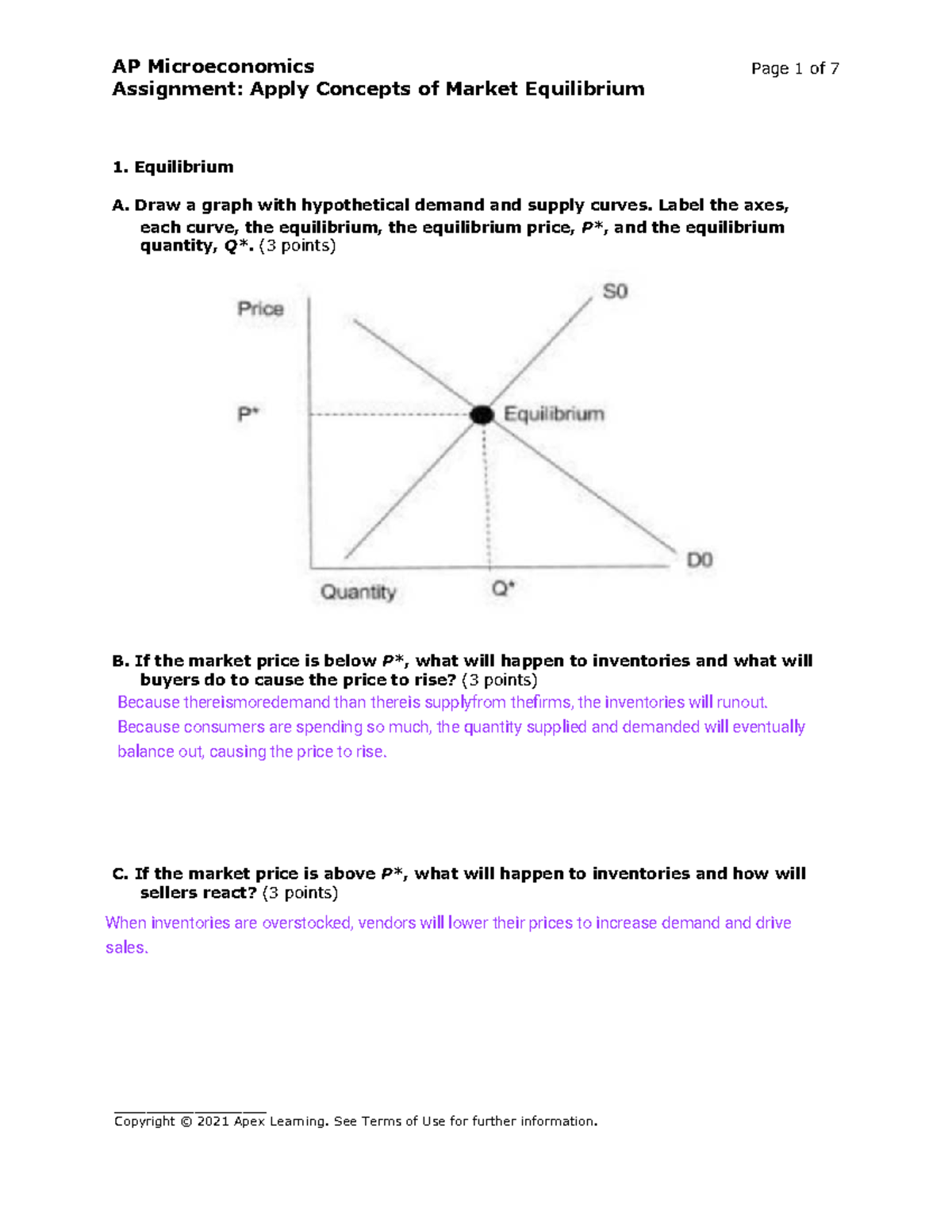 AP Microeconomics Assignment: Market Equilibrium Concepts Explained ...