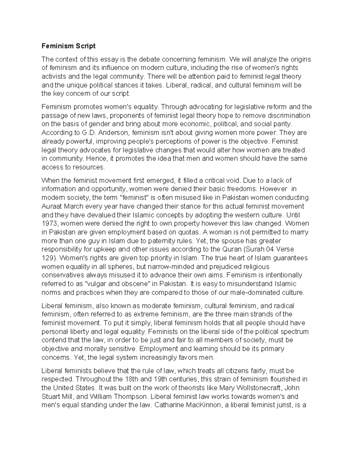 Feminism script: Analyzing the evolution and impact of feminist theory ...