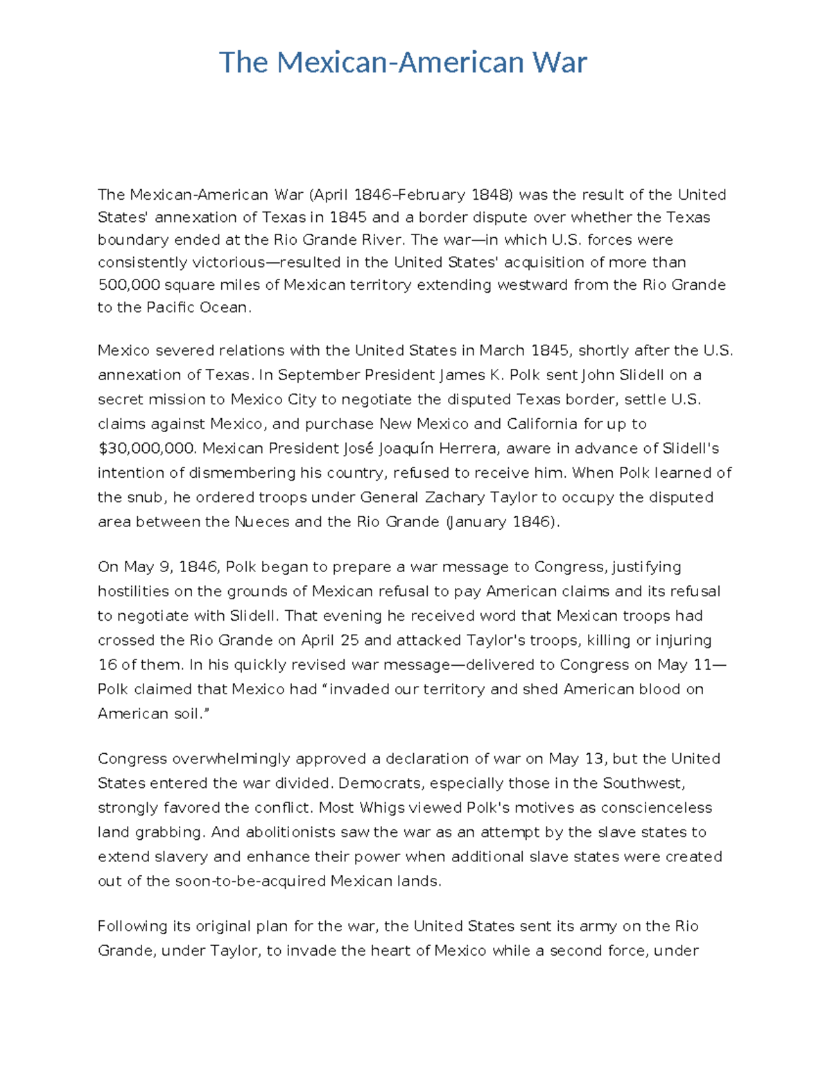 The Mexican-American War Overview: Causes, Conflicts, and Consequences ...