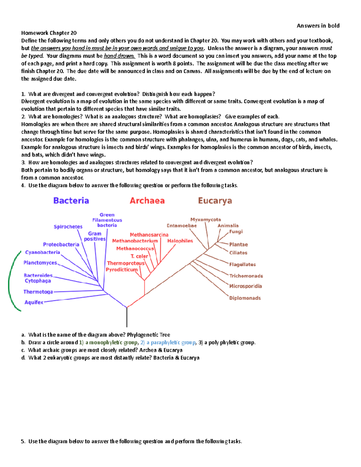 Homework Assignment: Chapter 20 Answers and Notes - Studocu