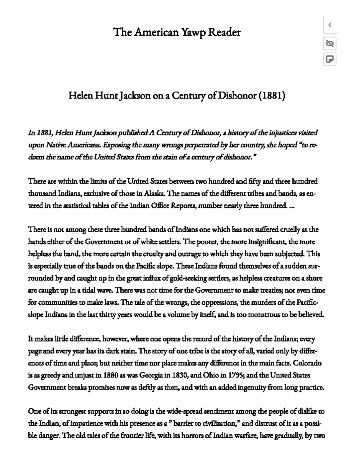Helen Hunt Jackson's Century of Dishonor Analysis - The American Yawp ...