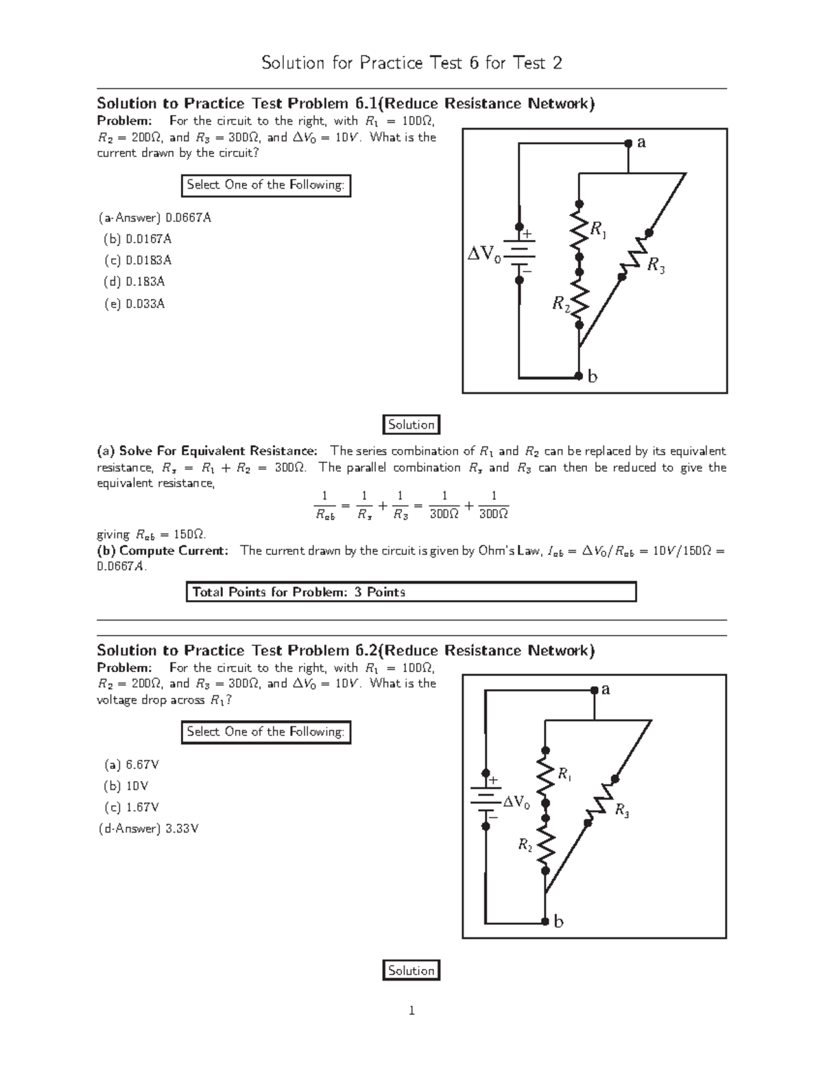 Practice Test 6 Solutions for Electrical Engineering Concepts - Studocu