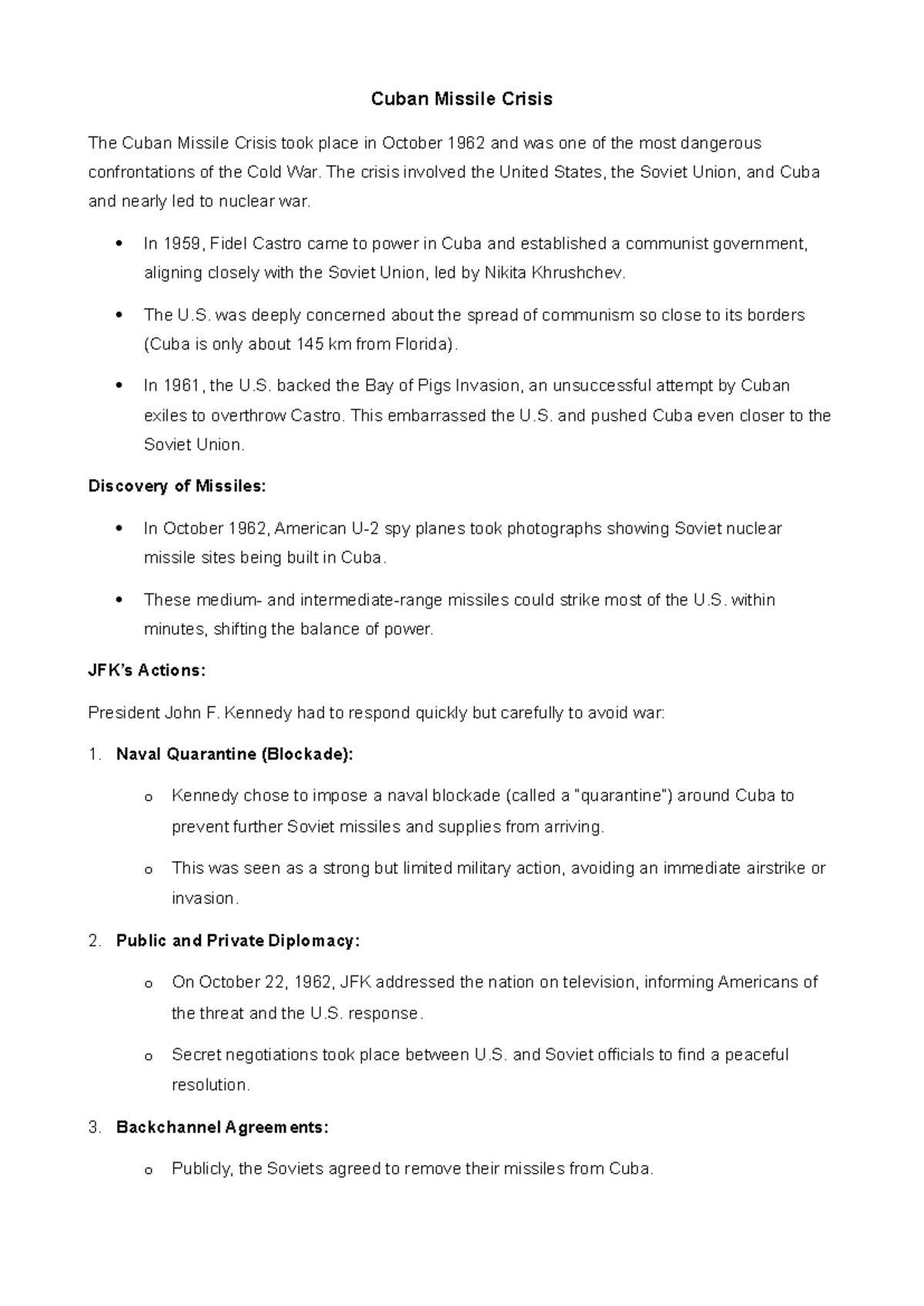 Cuban Missile Crisis (1962): A Detailed Overview of Key Events and ...