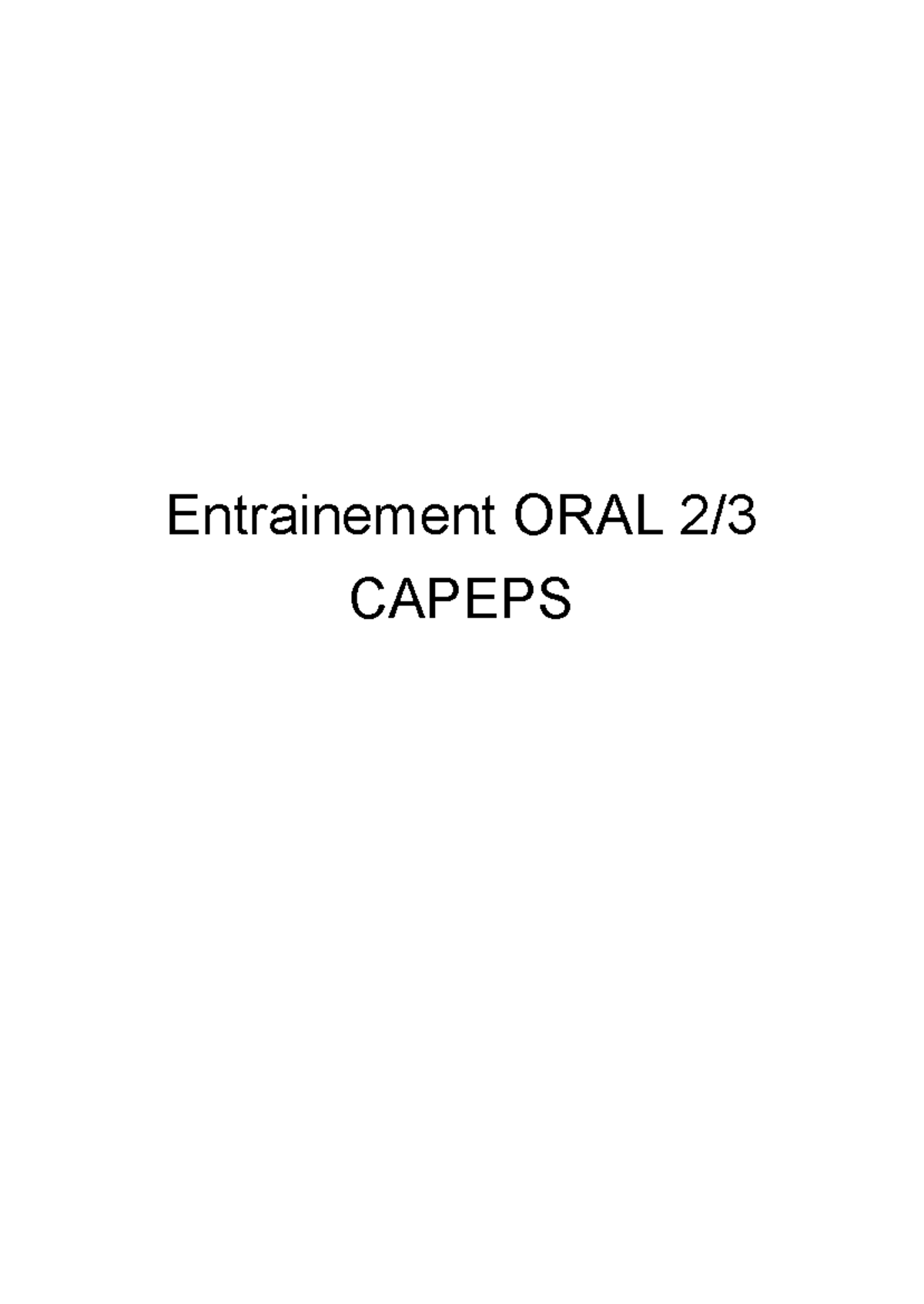 Entraînement Oral CAPEPS : Mises en Situation Professionnelles et ...