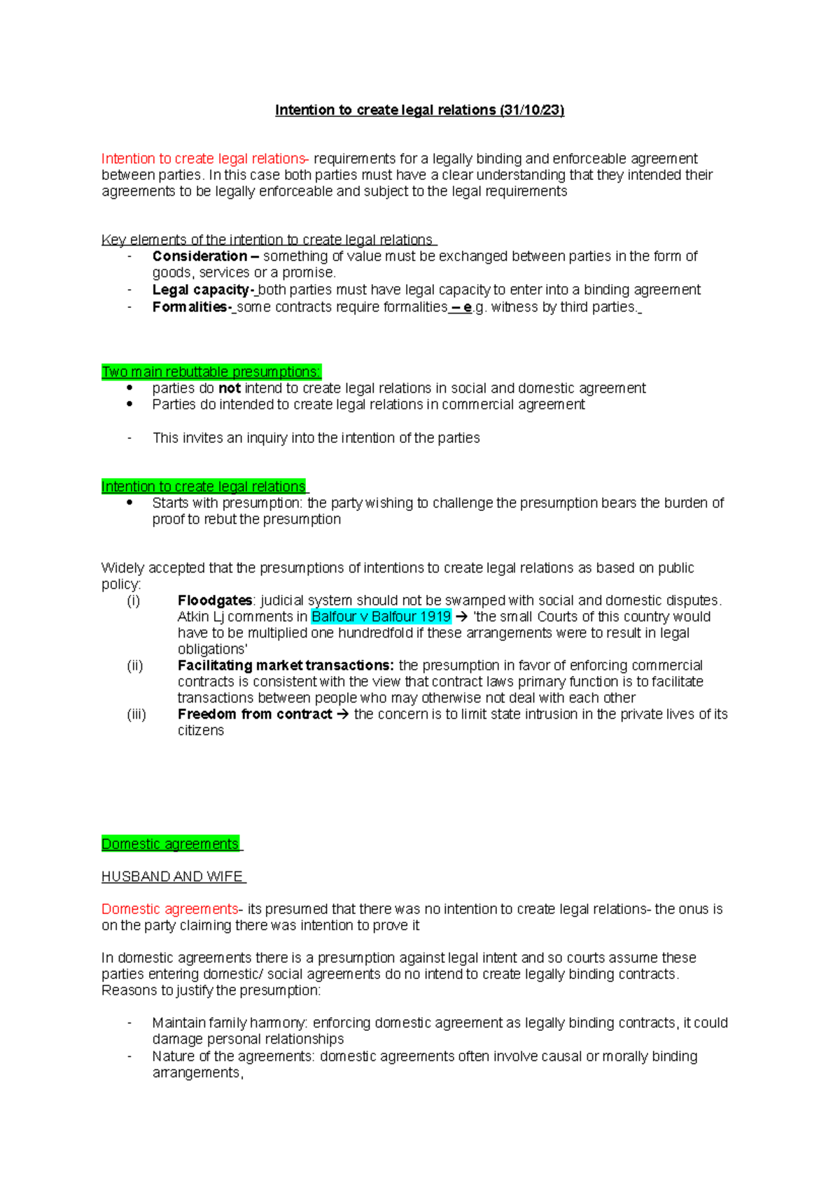 Intention to Create Legal Relations: Key Elements & Case Studies (LAW ...