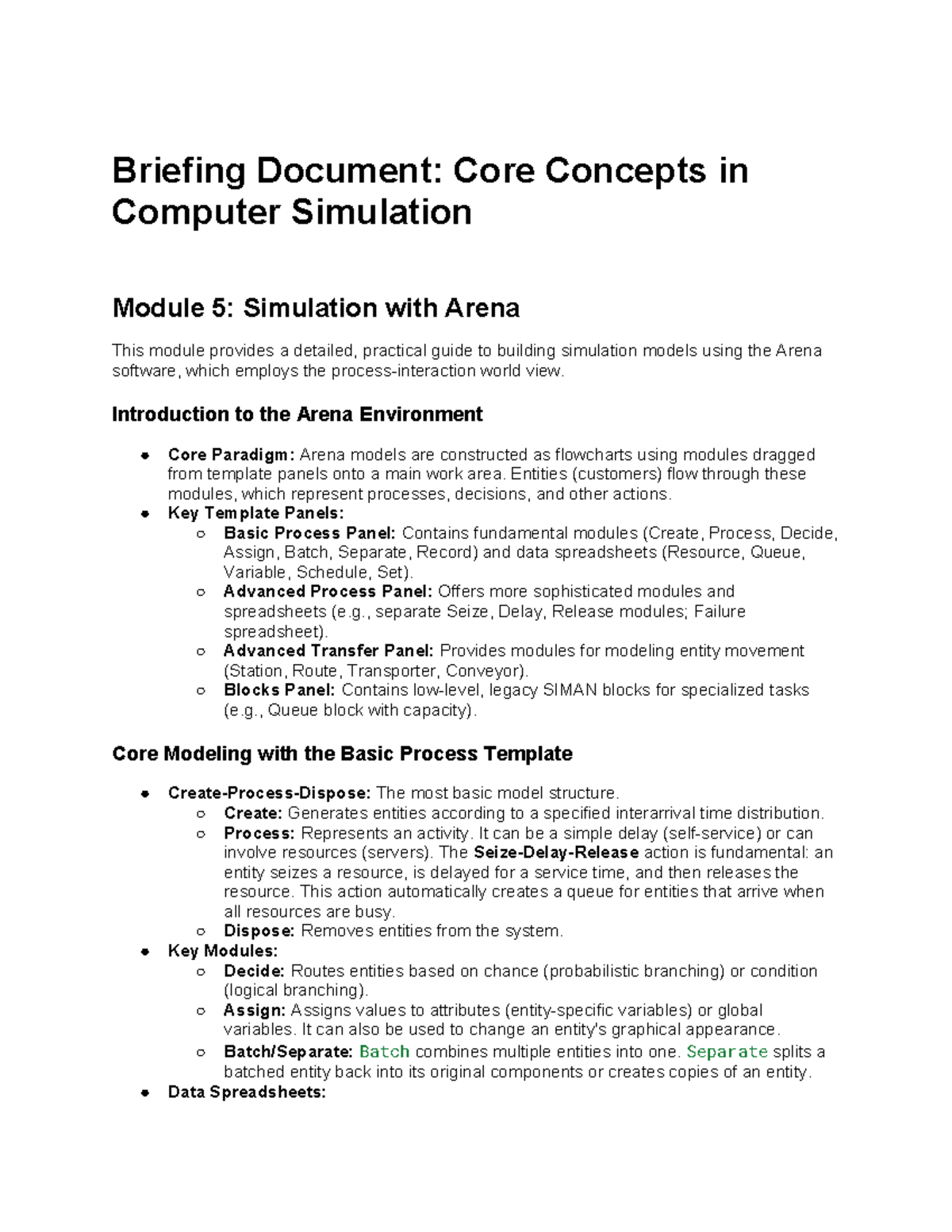 Computer Simulation Briefing: Modules 4-6 Overview - Studocu