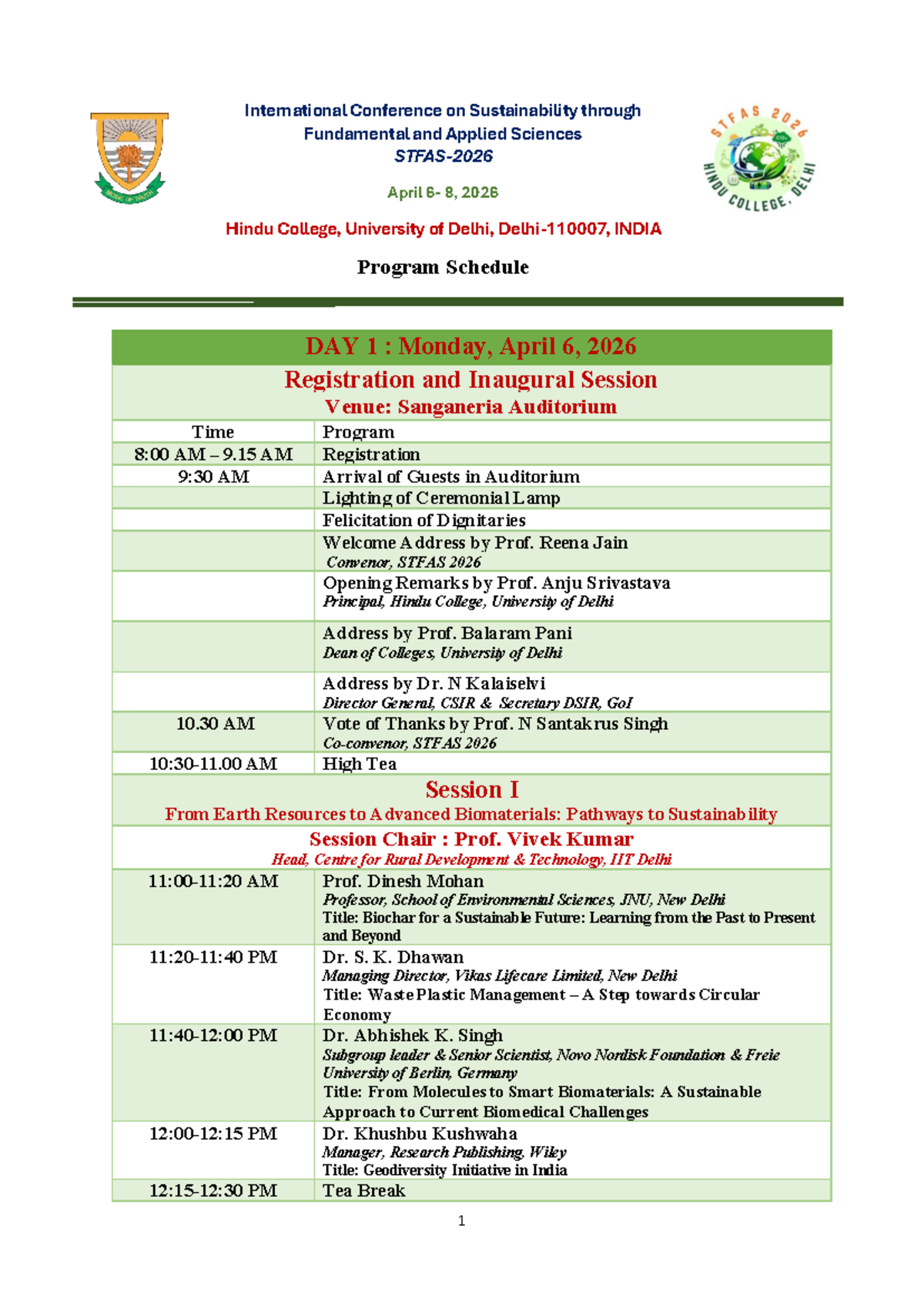 Program Schedule for STFAS 2026: International Conference on ...