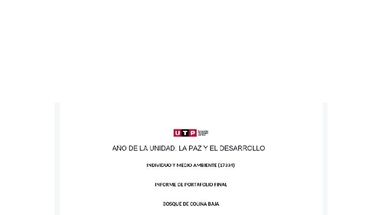 Informe de Portafolio Final sobre el Bosque de Colina Baja (17334 ...