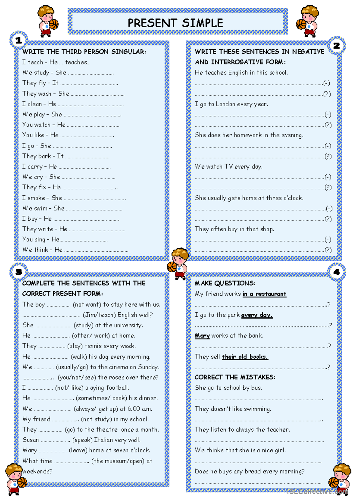 Present Simple - Worksheet for Third Person Singular - Studocu