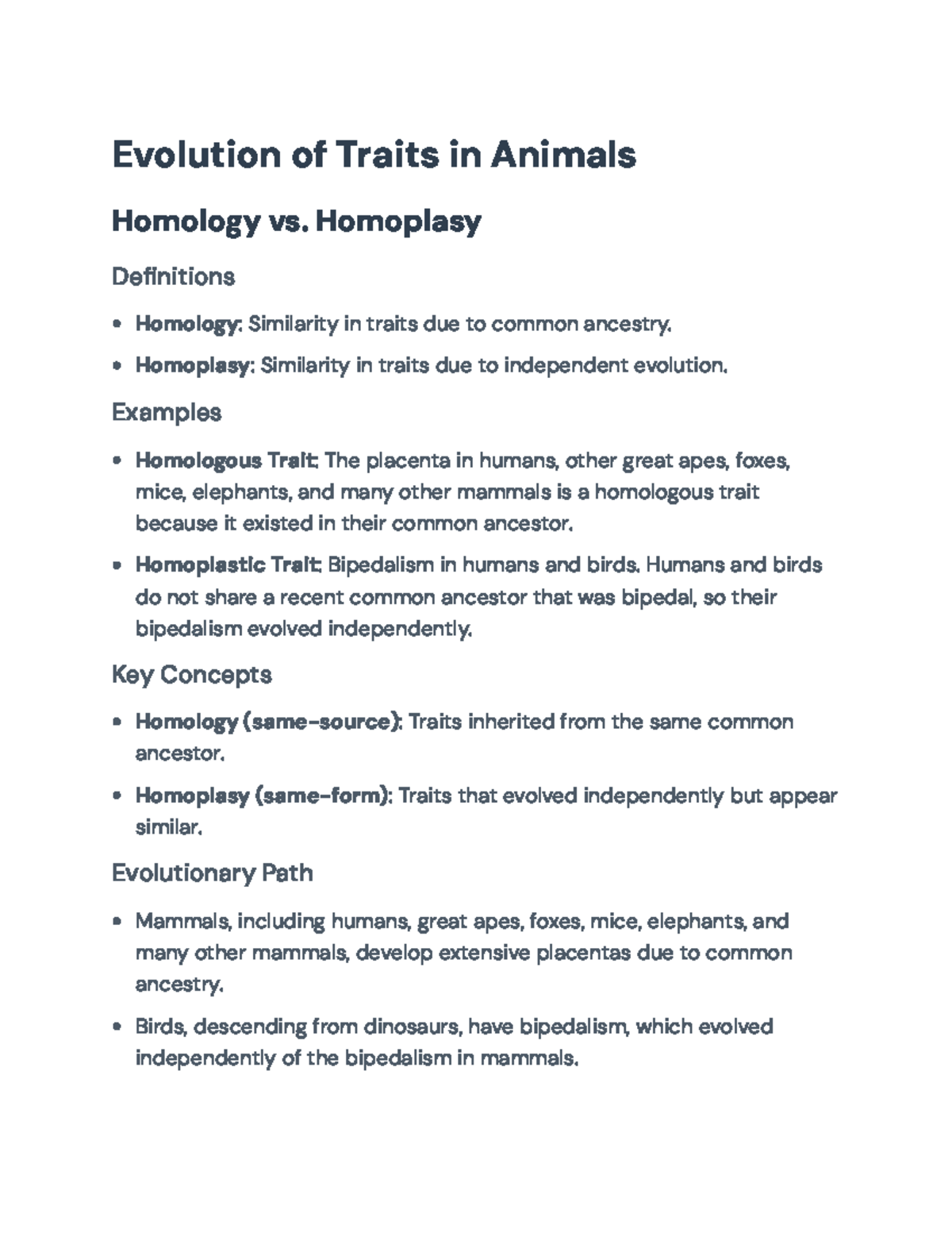 Evolution of Homology and Homoplasy in Animal Traits - Evolution of ...
