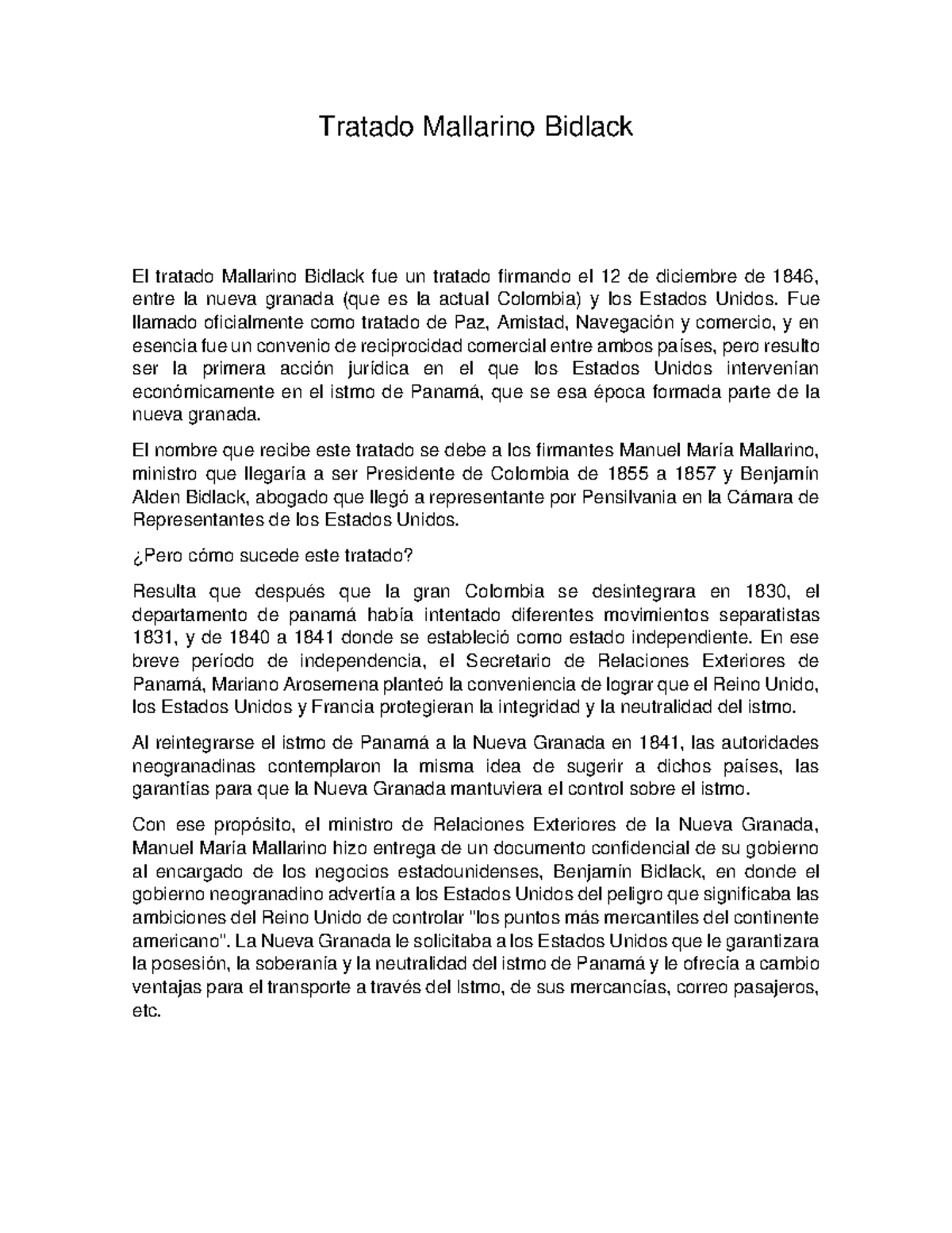 Tratado Mallarino-Bidlack: Análisis de Ventajas y Desventajas ...
