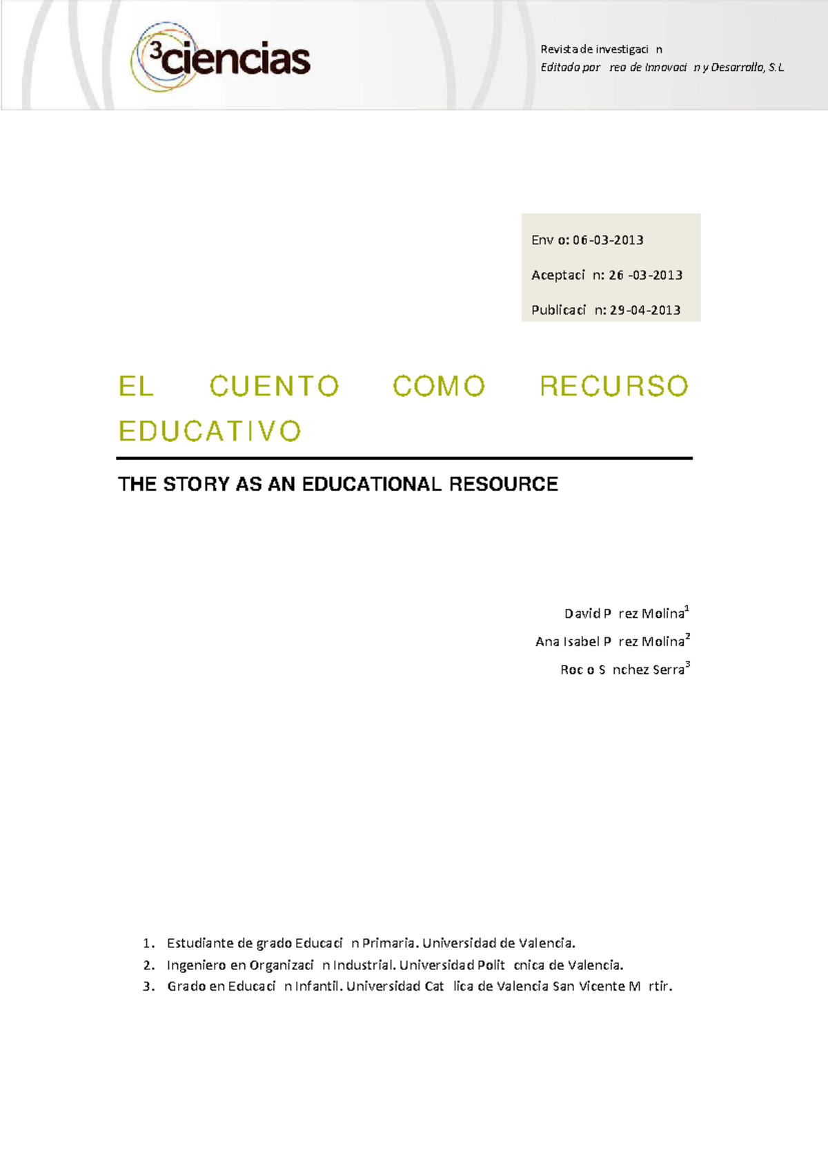 Dialnet - EL CUENTO COMO RECURSO EDUCATIVO: Herramientas para la ...