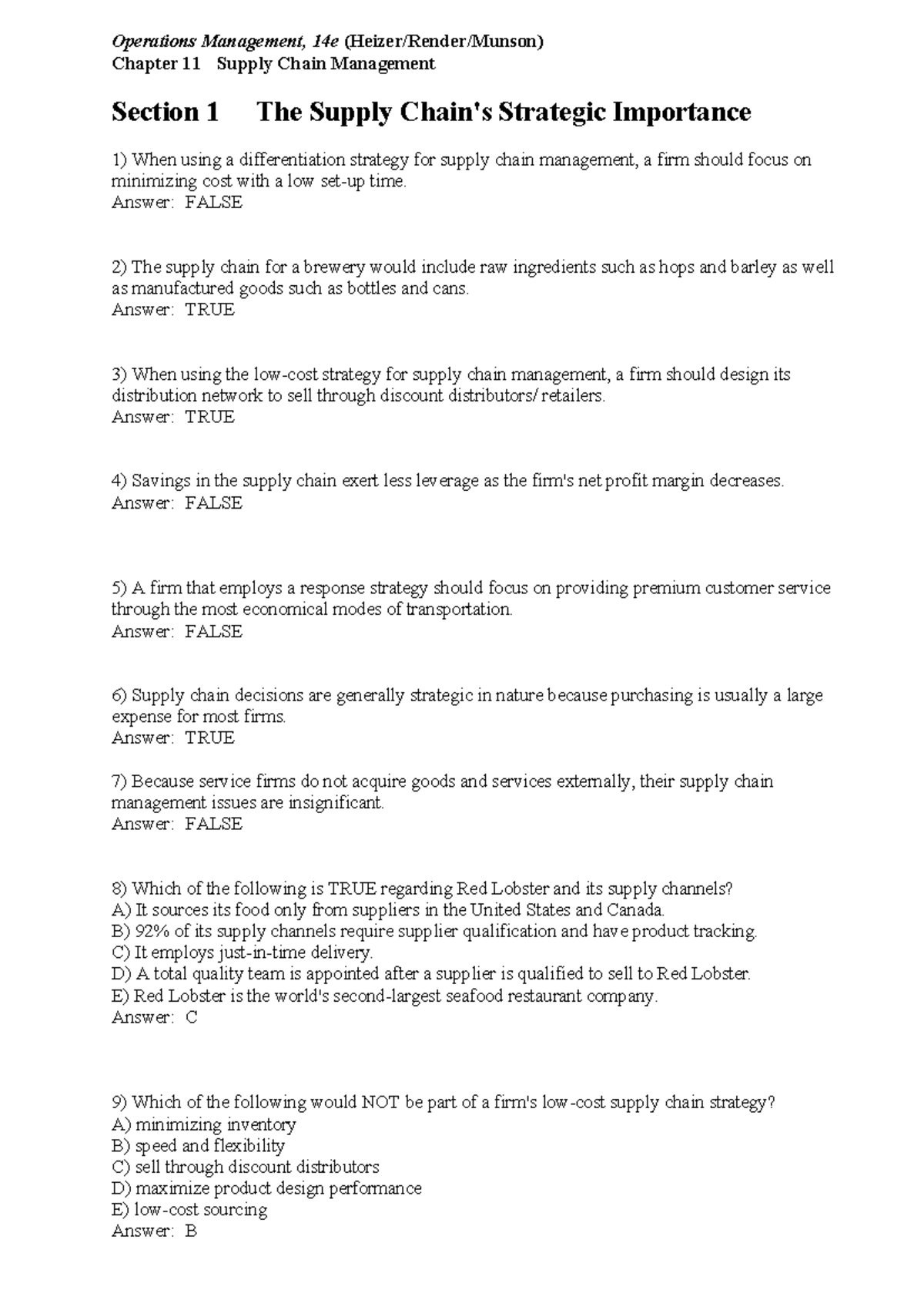Supply Chain Management Insights - Operations Management 14e (Heizer ...