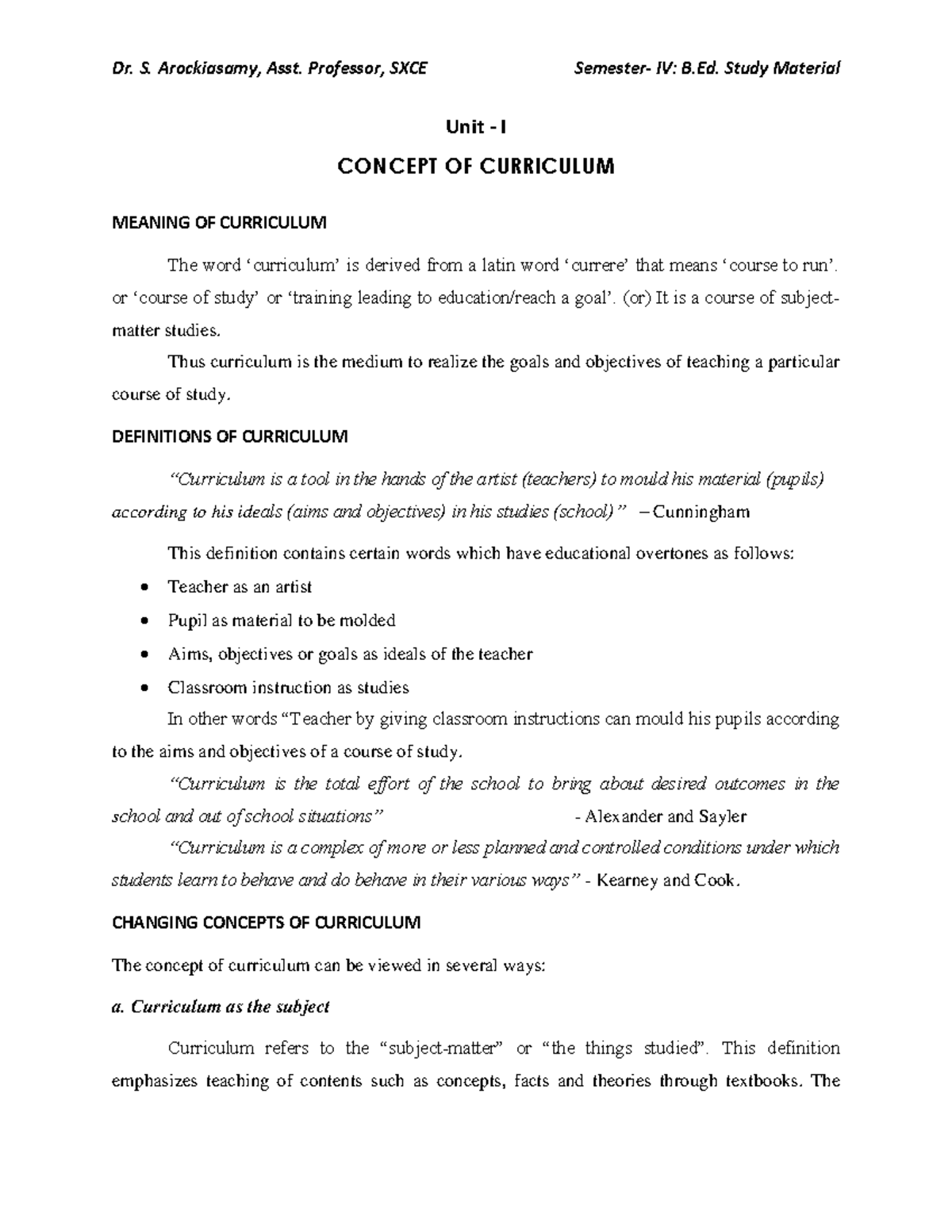Understanding Curriculum: Concepts, Definitions, and Frameworks - Studocu