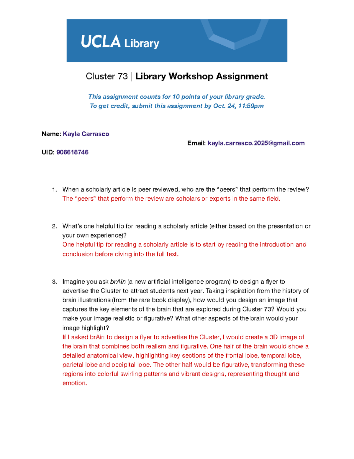 Cluster 73 Library Workshop Assignment - Worksheet 2025 - Studocu