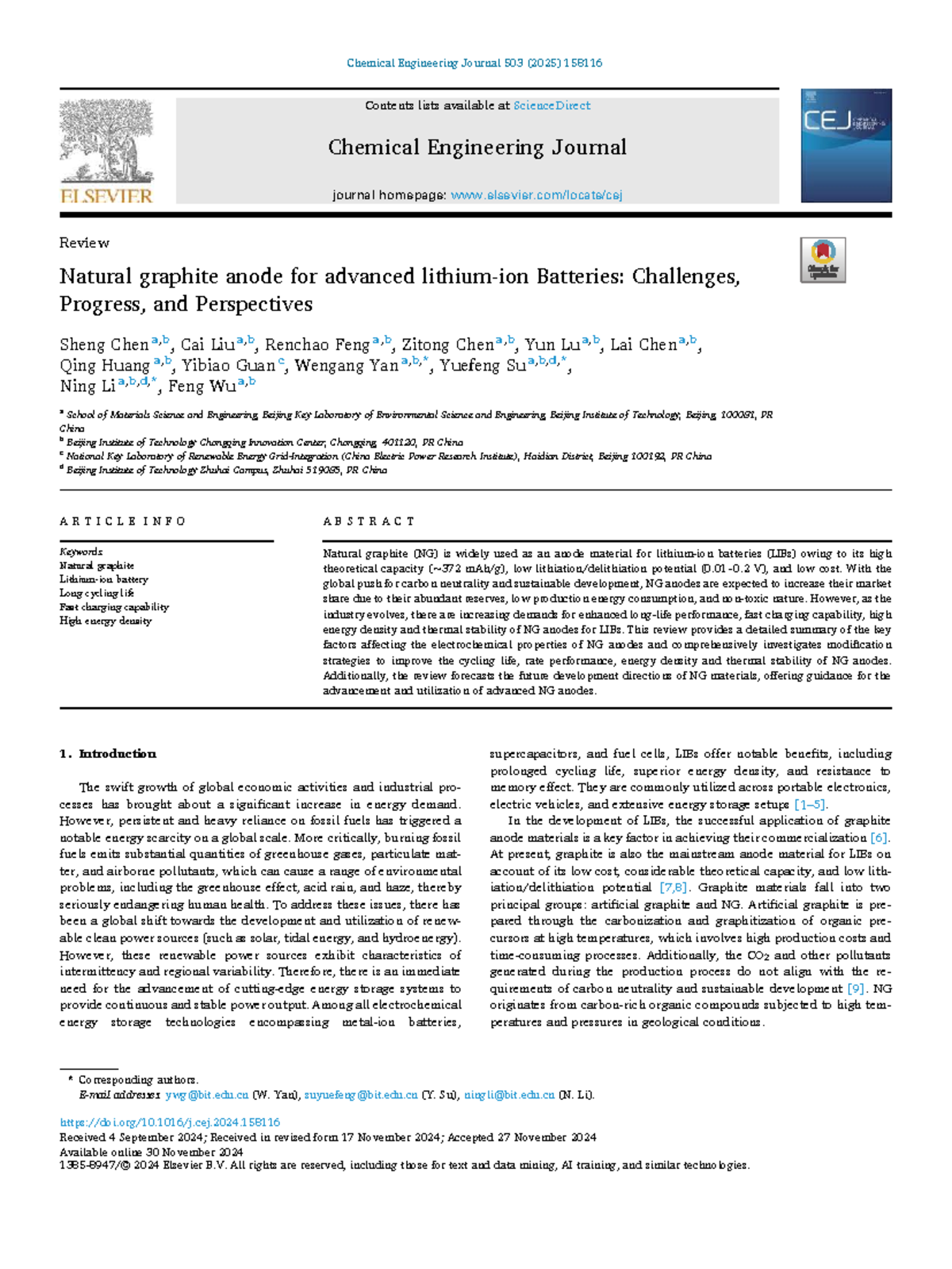 Natural Graphite Anode for Advanced LIBs: Challenges & Progress (CHEM ...
