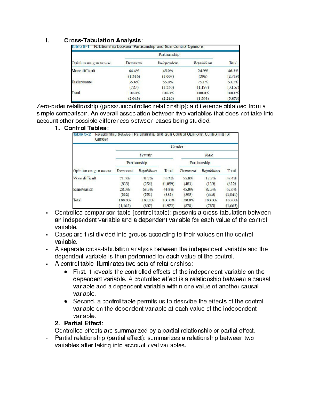Chapter 5 Making Controlled Comparisons - I. Cross-Tabulation Analysis: Zero-order relationship ...