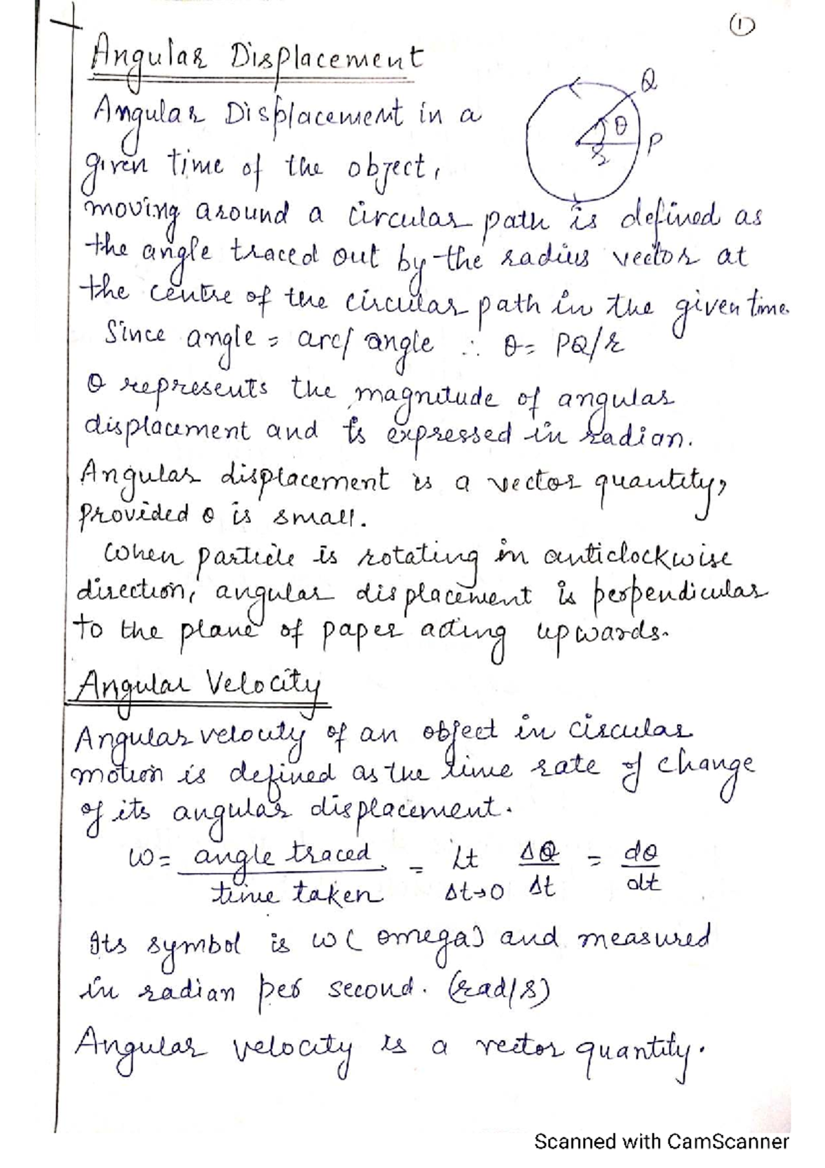 Angular Displacement and Velocity in Circular Motion - Physics 101 ...