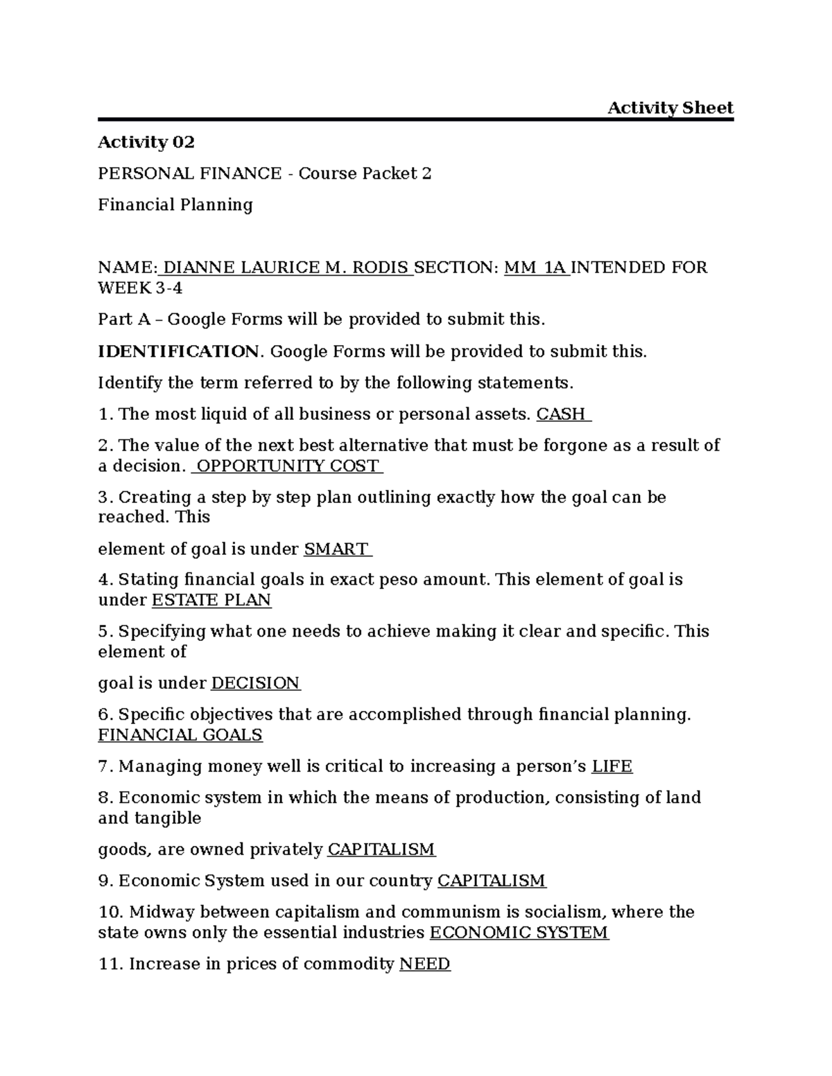 Activity Sheet #2 Rodis, Dianne Laurice M. MM 1A Pfinance - Activity ...