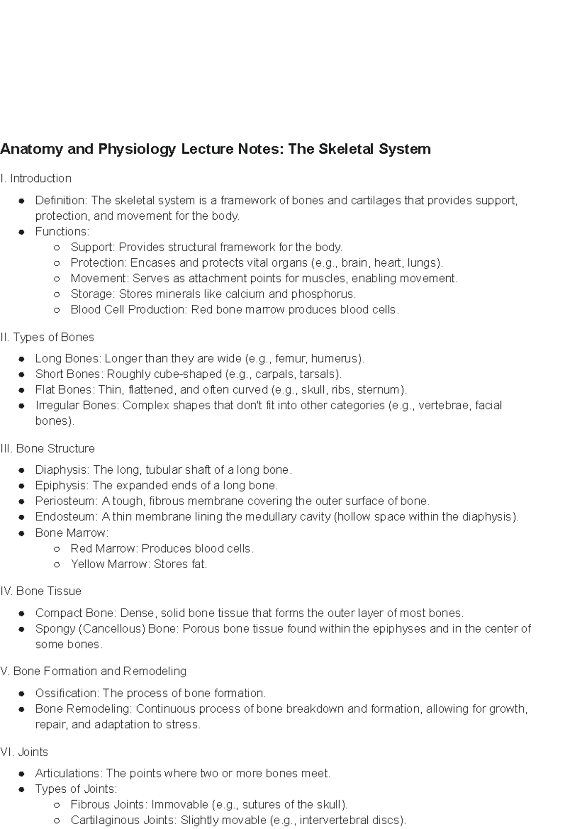 Lecture Notes on Skeletal System - Anatomy and Physiology (ANAPHY ...