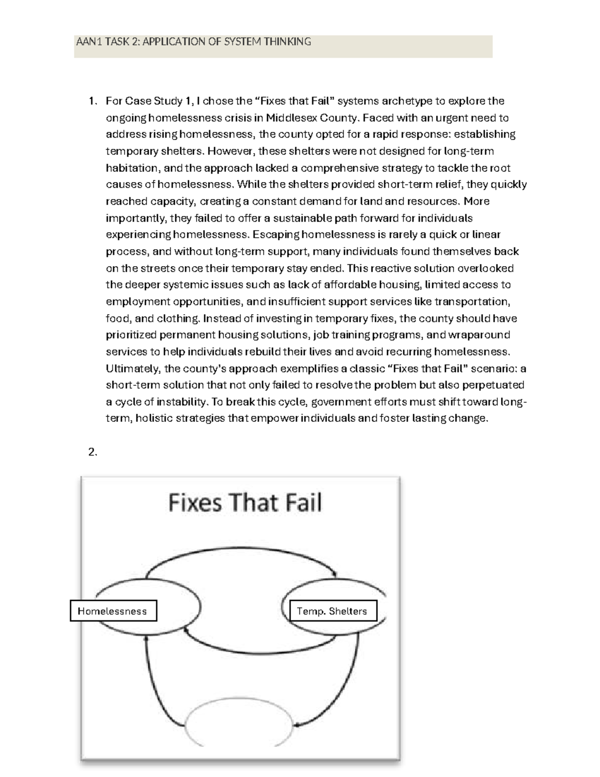 AAN1 Task 2: Analyzing System Thinking in Homelessness Crisis - Studocu