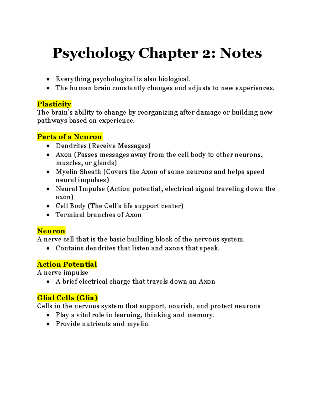 Psychology Chapter 2 Notes - Psychology Chapter 2: Notes Everything ...